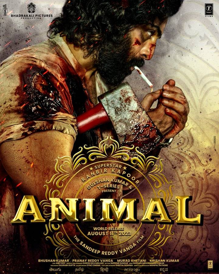 New Animal Movie Poster Teases Ranbir Kapoor as a Brutal Gangster