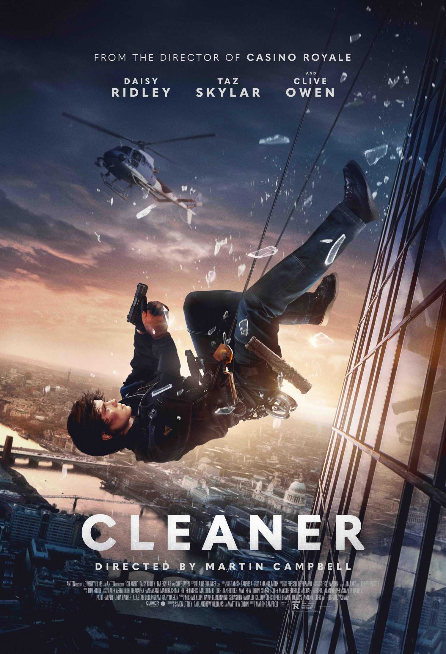 Daisy Ridley Hangs Upside Down in Cleaner Poster