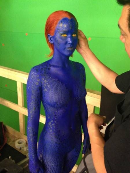 First Image Of Jennifer Lawrence In Full Mystique Makeup In X Men Days